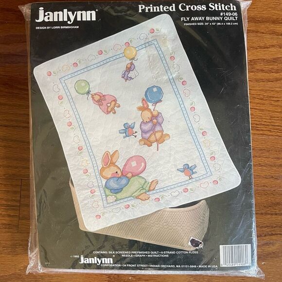 Janlynn | Art | New Janlynn Fly Away Bunny Crib Baby Quilt Cross Stitch ...